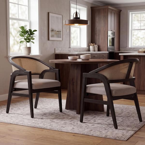 CHRISTOPHER KNIGHT HOME Tyrox Modern Rustic Black Wood Beige Fabric ...
