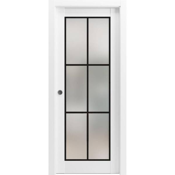 Sartodoors 42 in. x 80 in. 1 Panel White Finished Solid Wood Sliding ...