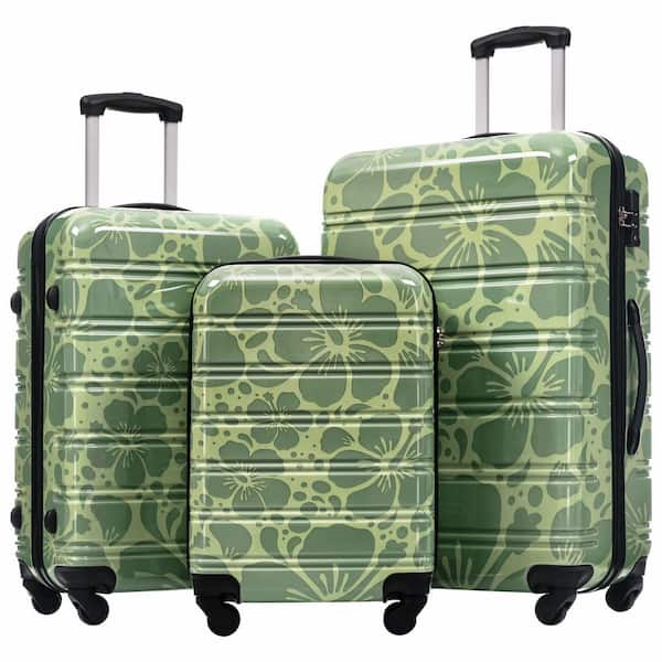 Merax 3 Bags 3-Piece Green ABS+PC Hardshell Spinner Luggage Set with ...