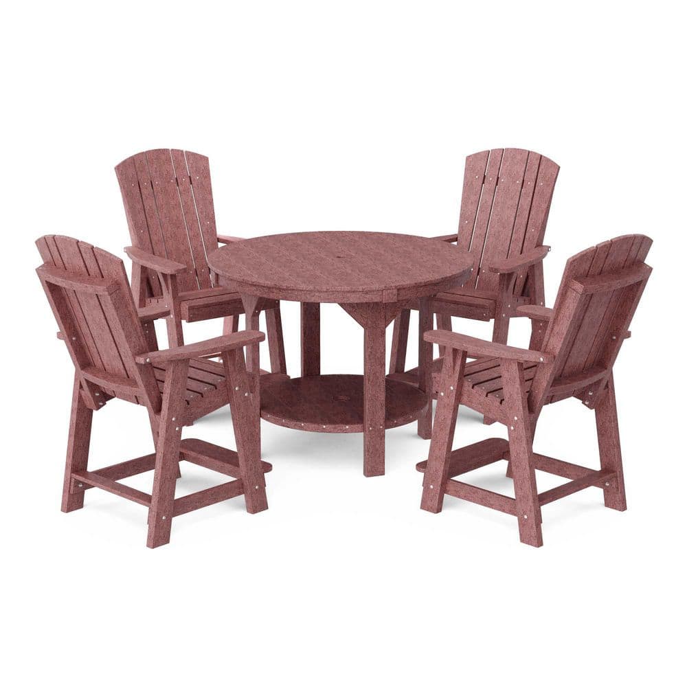 Wildridge Heritage 5-Piece Cherrywood HDPE Plastic Outdoor Patio 48 in ...