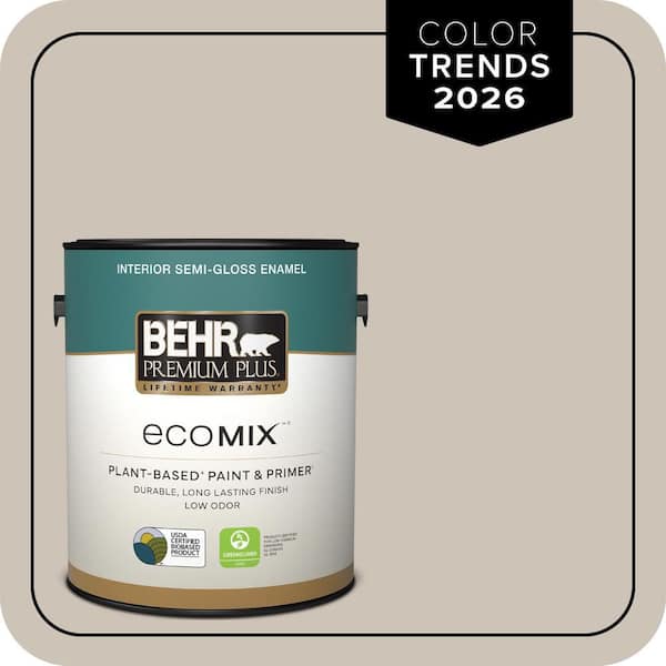 BEHR PREMIUM PLUS 1 gal. #720C-3 Wheat Bread Semi-Gloss Enamel EcoMix ...