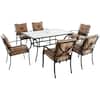Hanover Palm Bay 7-Piece Steel Outdoor Dining Set with Copper Brown ...