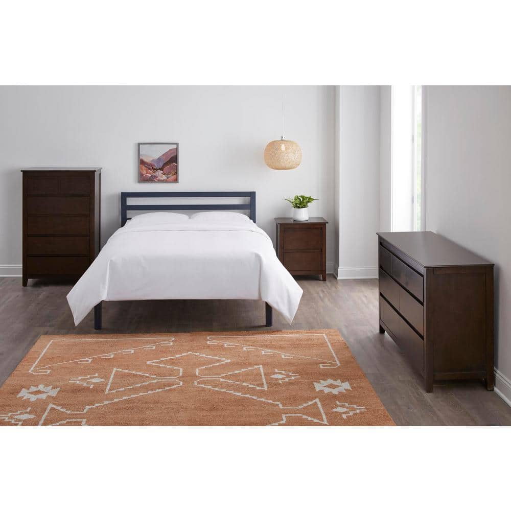 StyleWell Grandon Midnight Blue Metal King Platform Bed with Slats (76 ...