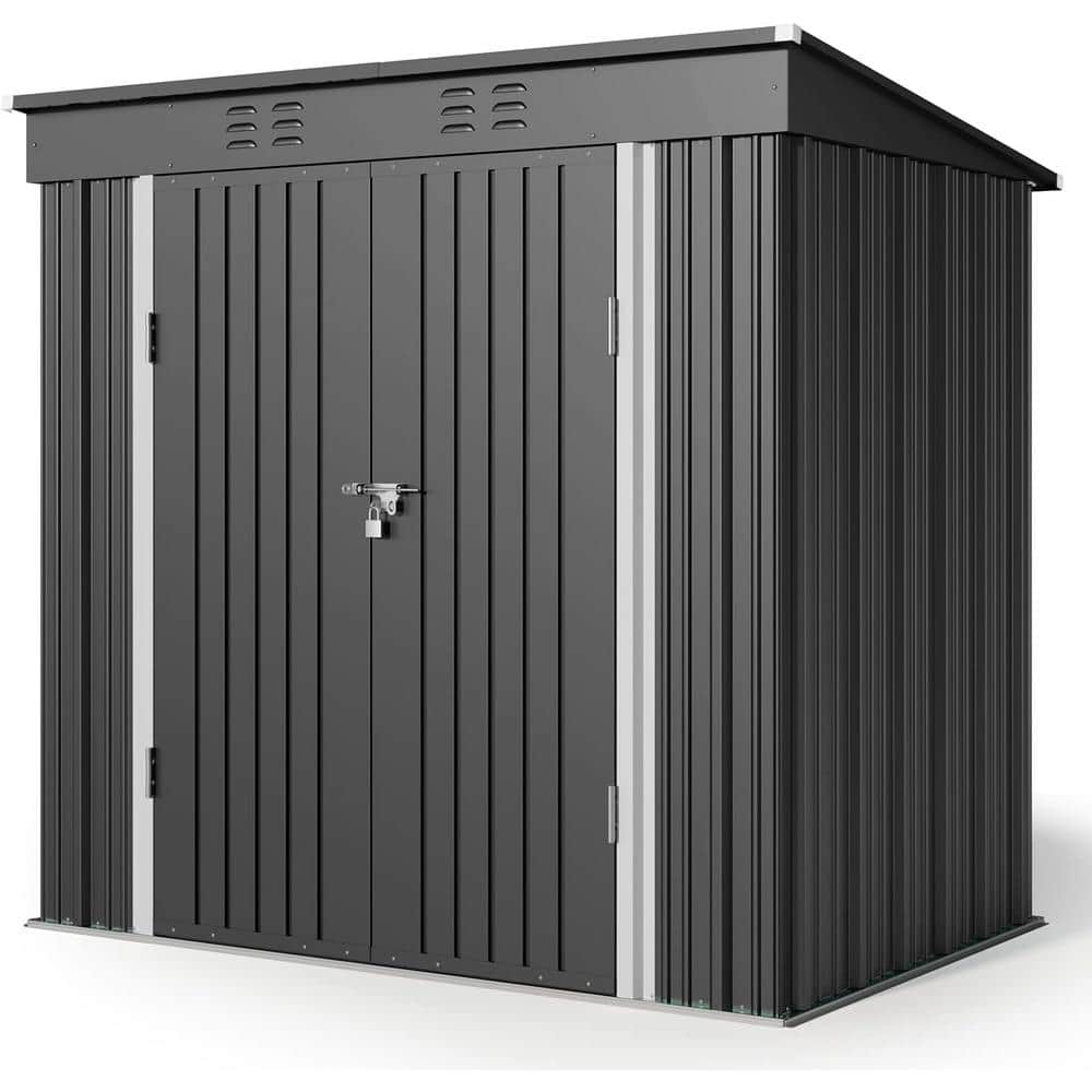 Lofka 6 ft. W x 4 ft. D Outdoor Storage Metal Shed with Double Lockable ...