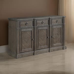 Acme Furniture Nolan White Marble and Salvage Dark Oak Buffet with ...
