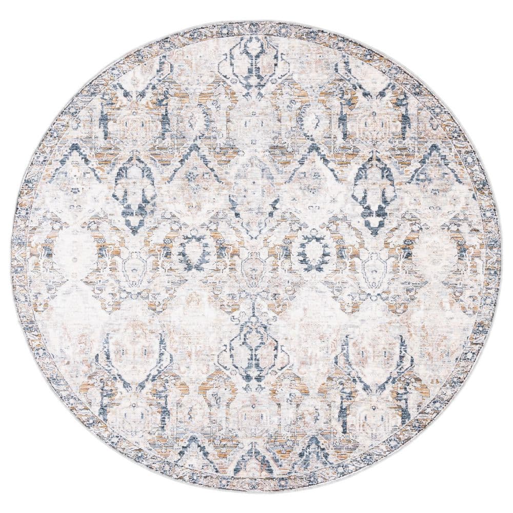 SAFAVIEH Moondust 6 ft. x 6 ft. Gray/Blue Distressed Spears Round Area ...