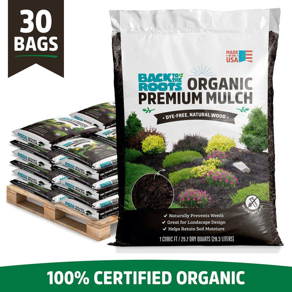 Back to the Roots Organic Bulk Bark Bagged Mulch Pallet (30 1 cu. ft ...