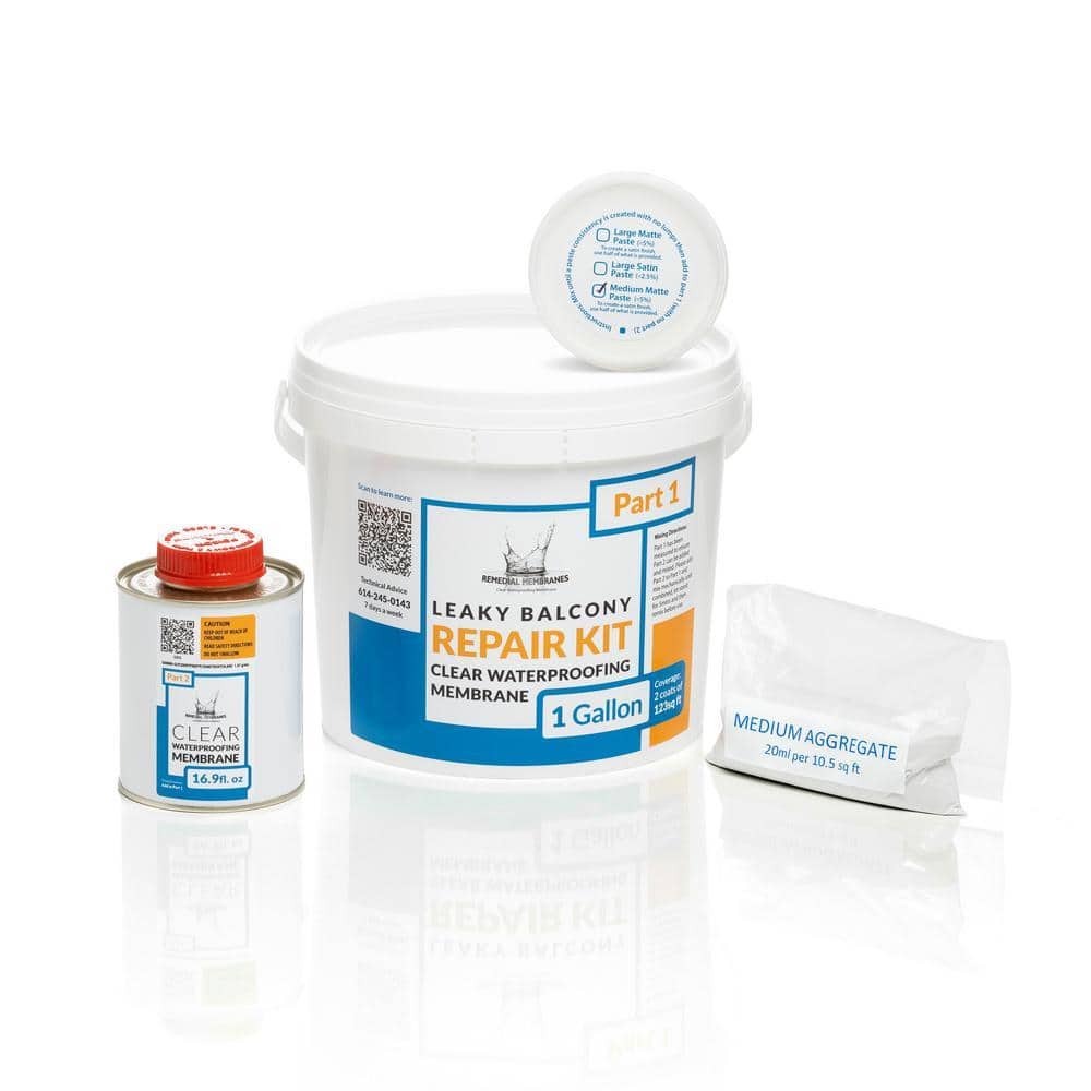 REMEDIAL MEMBRANES LLC 1 Gal. Small Leaky Balcony Repair Kit - Clear ...