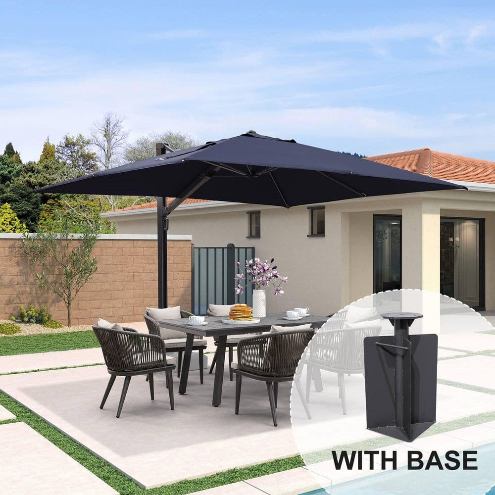 PURPLE LEAF 9 ft. x 12 ft. Aluminum Large Outdoor Cantilever 360-Degree ...