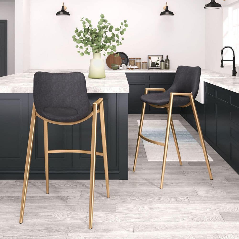 HOME IMPORTS EMPORIUM 23.3 in. H Black Finish High Back Wood Bar Stool ...
