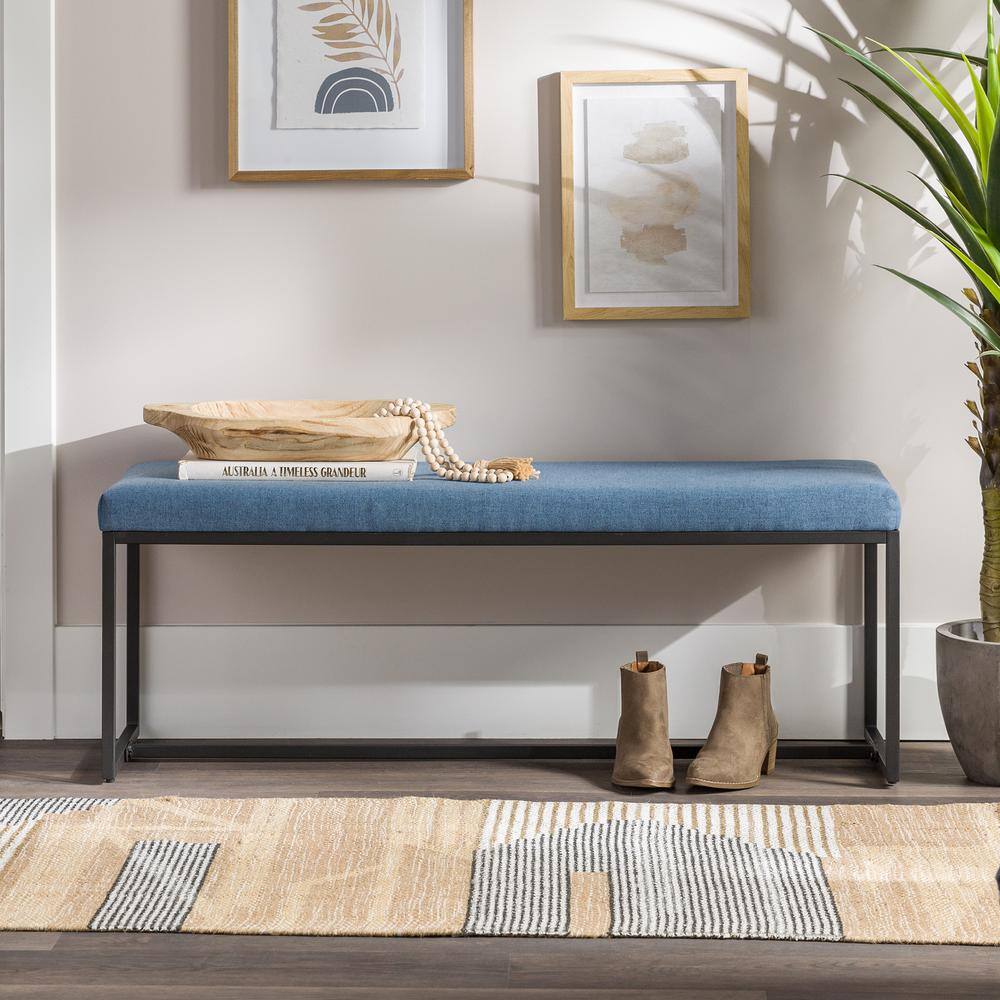 Welwick Designs Modern Transitional 48 in. Denim Accent Bench with ...