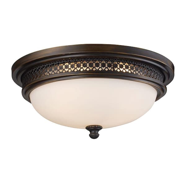Titan Lighting 3-Light Deep Rust Ceiling Flush Mount TN-7322 - The Home ...