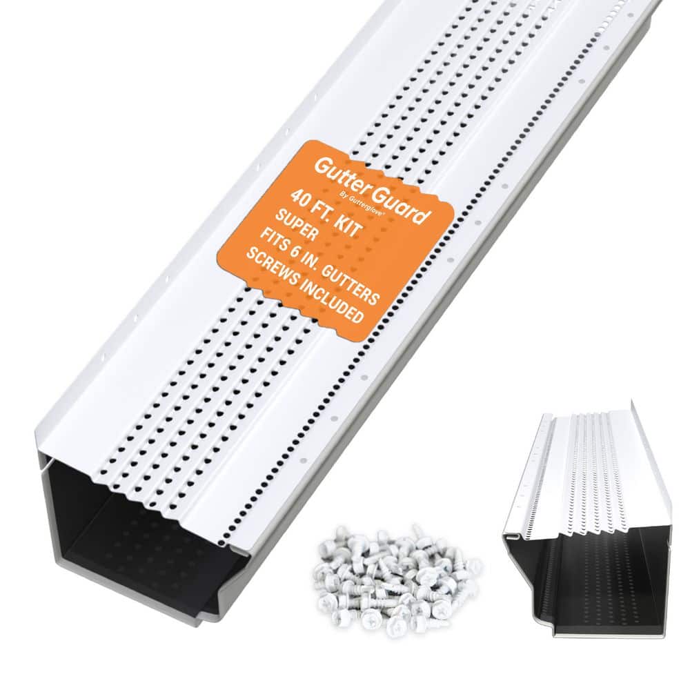 Gutter Guard by Gutterglove 4 ft. L x 6 in. W All-Aluminum Gutter Guard - White Finish (40 ft ...