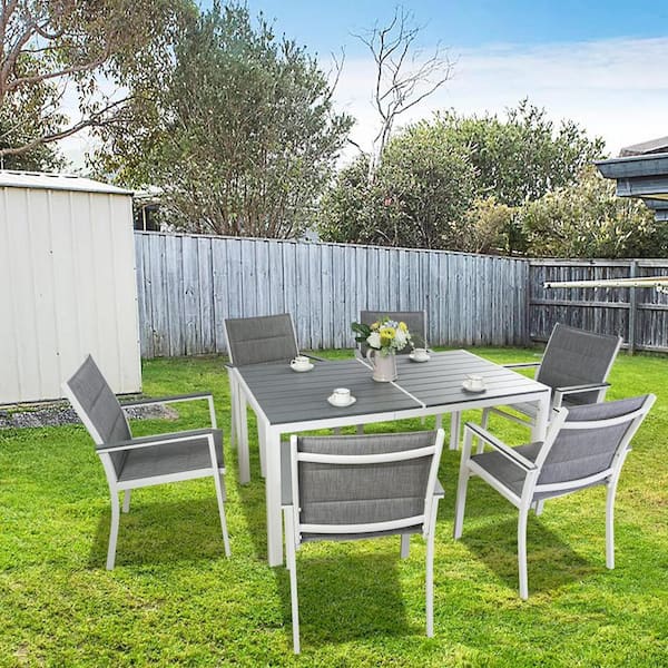 White frame patio chairs store