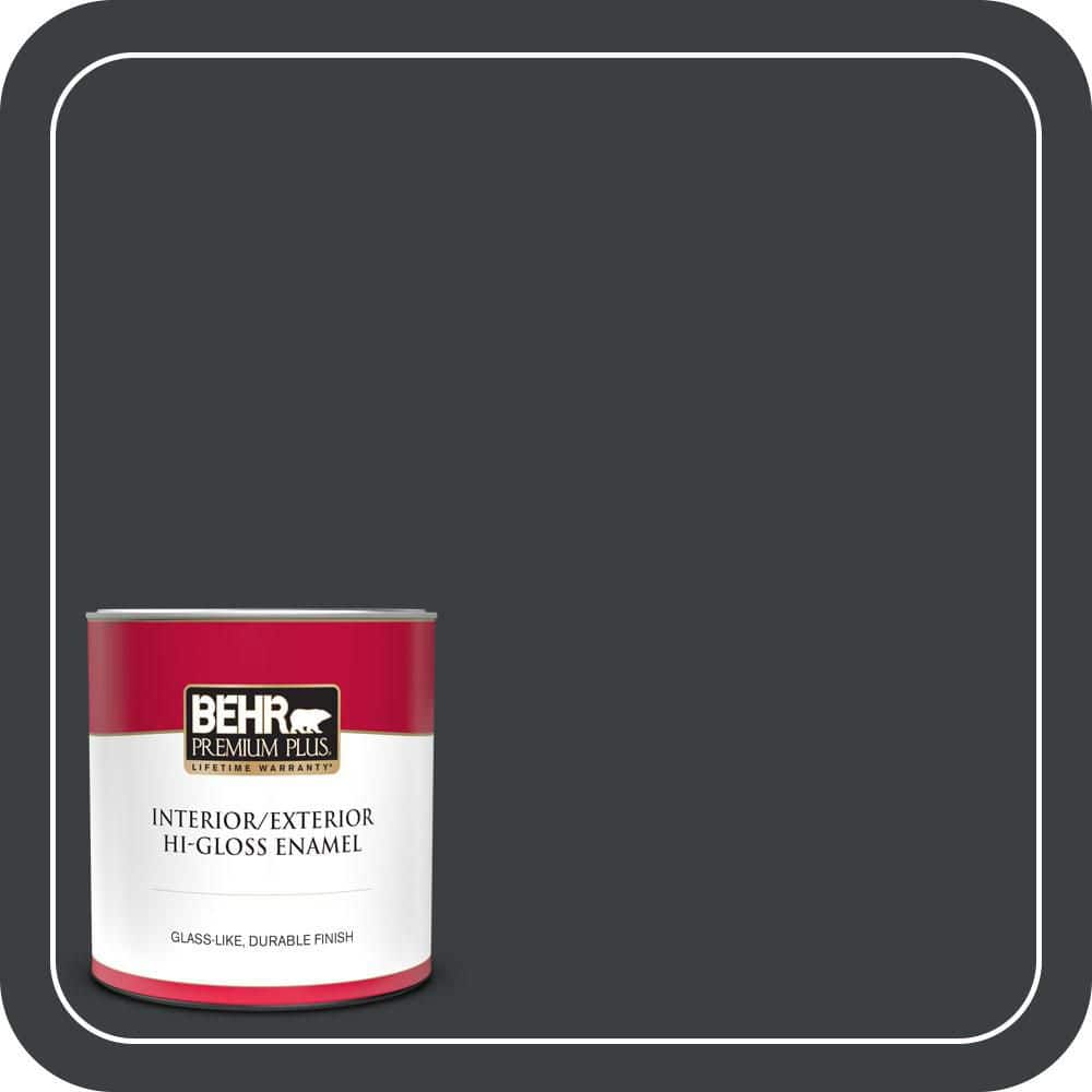 BEHR PREMIUM PLUS 1 qt. #ECC-25-3 Obsidian Stone Hi-Gloss Enamel ...