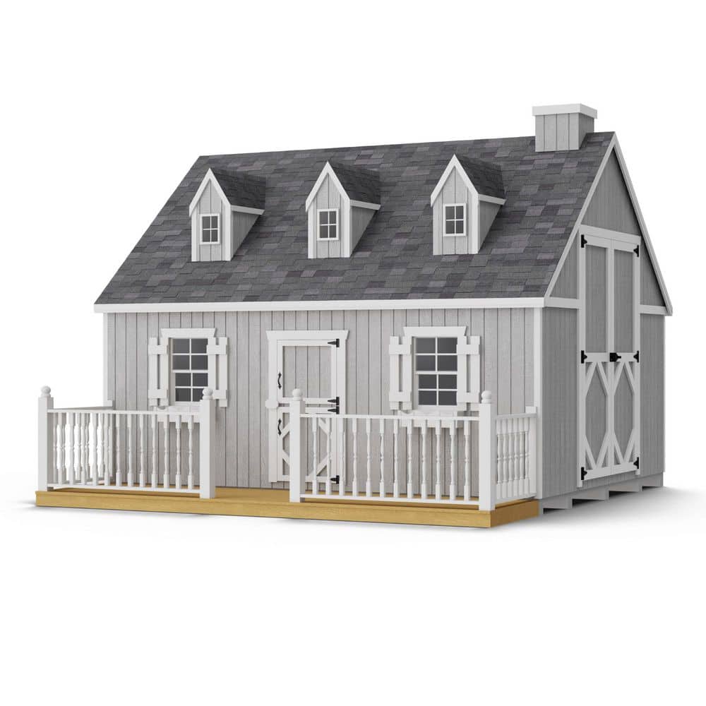 Little Cottage Co. 10 ft. x 12 ft. Cape Cod Outdoor Wood Playhouse with ...