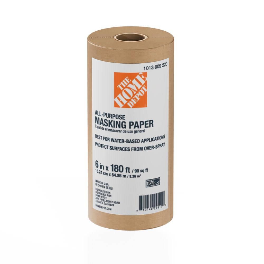 The Home Depot 0.5 ft. x 180 ft. Brown All-Purpose Masking Paper Drop ...
