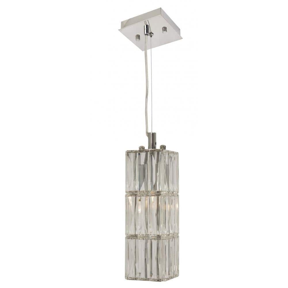 Decor Living 1-Light Chrome Crystal Mini-Pendant with 3-Tier Square ...