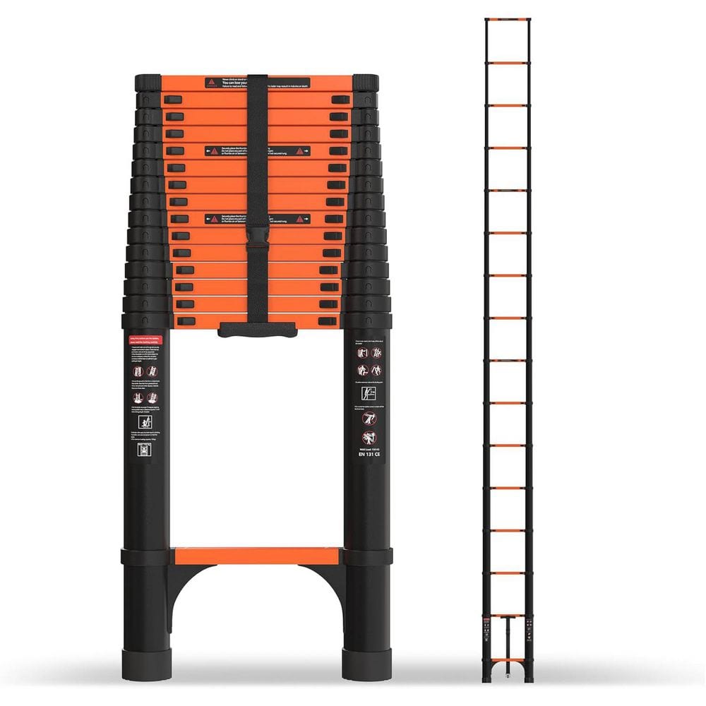 20.3 ft. Aluminum Telescoping Ladder, Portable Extension Folding Ladder ...