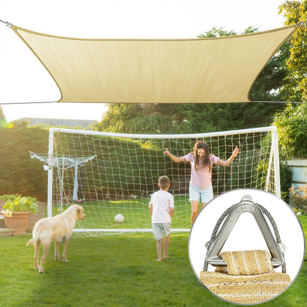 COLOURTREE Pro Ring Square 24 ft. x 24 ft. Beige Sun Shade Sail CPR ...