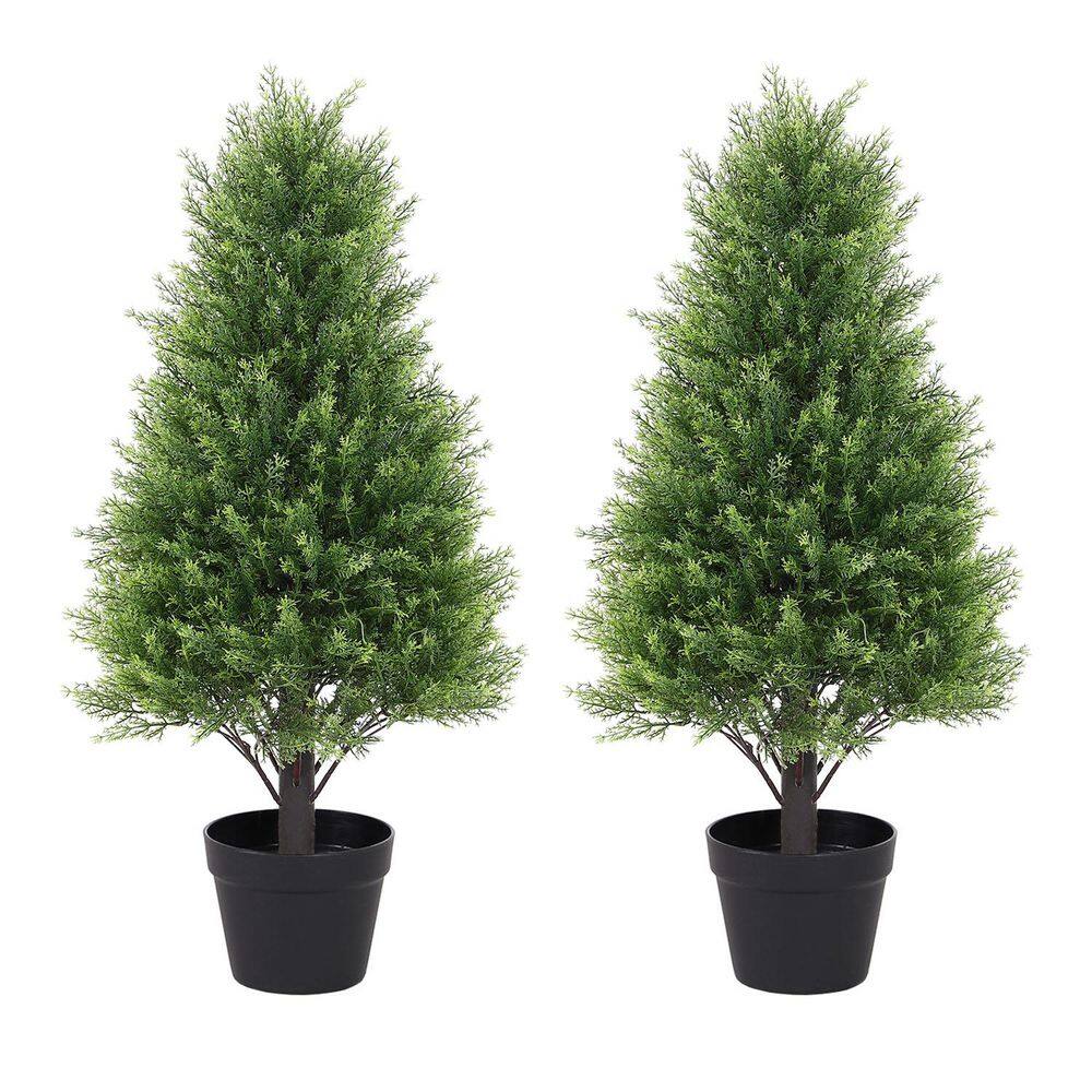 Zeus & Ruta 2-Piece Topiary Tree Artificial 30 in. Tower-Shaped Double ...