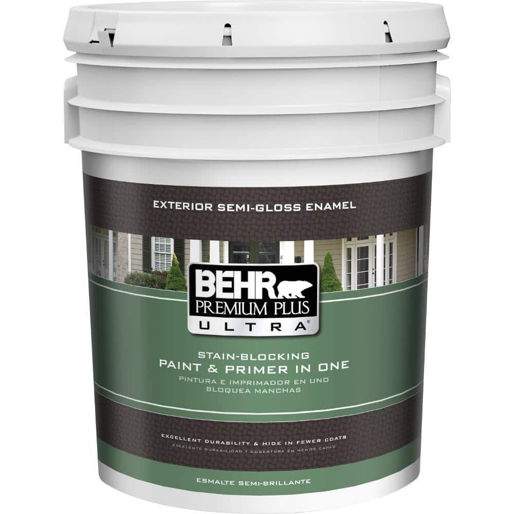 BEHR Premium Plus Ultra 5 gal. Deep Base Semi-Gloss Enamel Exterior ...
