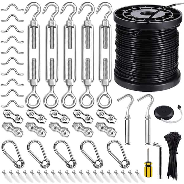 Angel Sar Black Stainless Steel String Light Hanging Kit with 250 ft ...