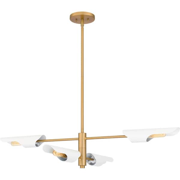 Quoizel Leoni 4-Light Brushed Weathered Brass Chandelier LOI444BWS ... Quoizel Leoni 4-Light Brushed Weathered Brass Chandelier LOI444BWS ...