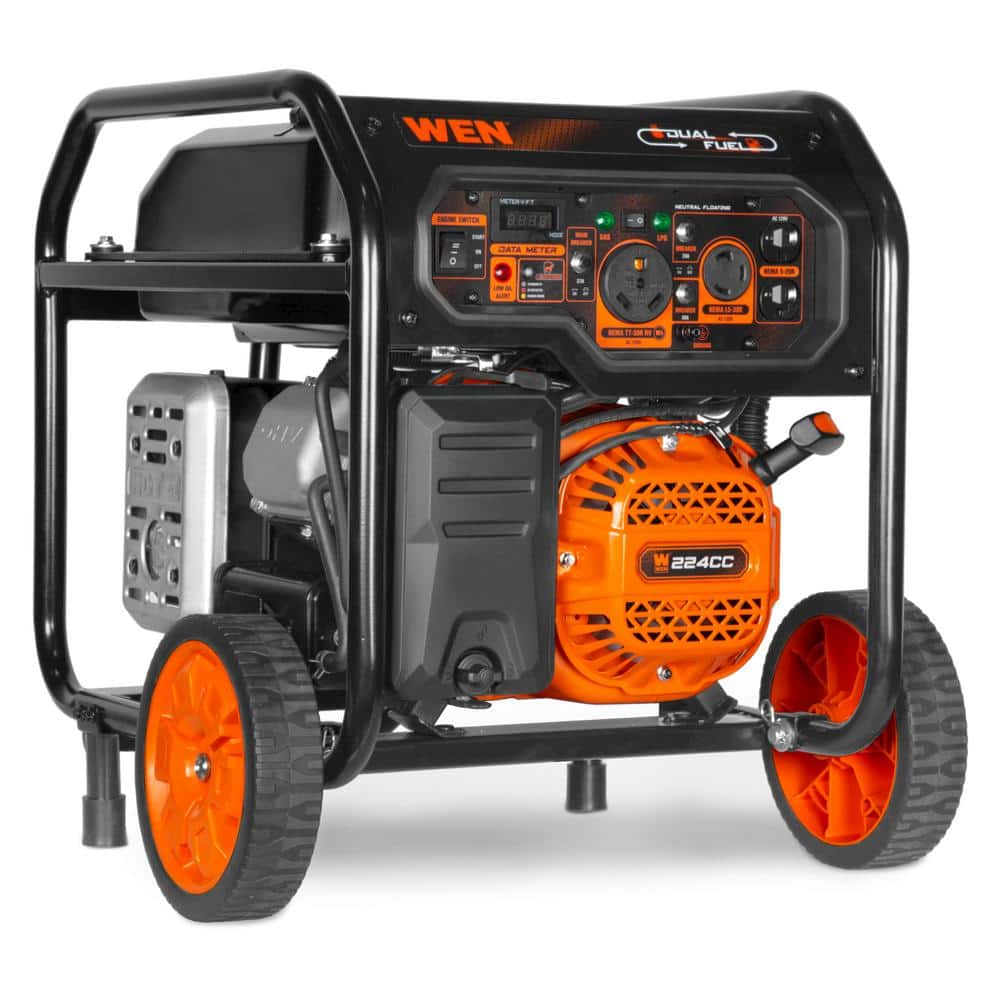 WEN 5,600-Watt Dual Fuel Portable Gasoline Generator with Wheel Kit ...