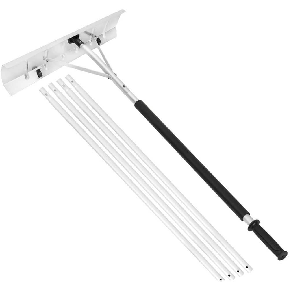 Misopily 4.8-20 ft. Telescopic Aluminum Handle Snow Roof Rake with 26 ...
