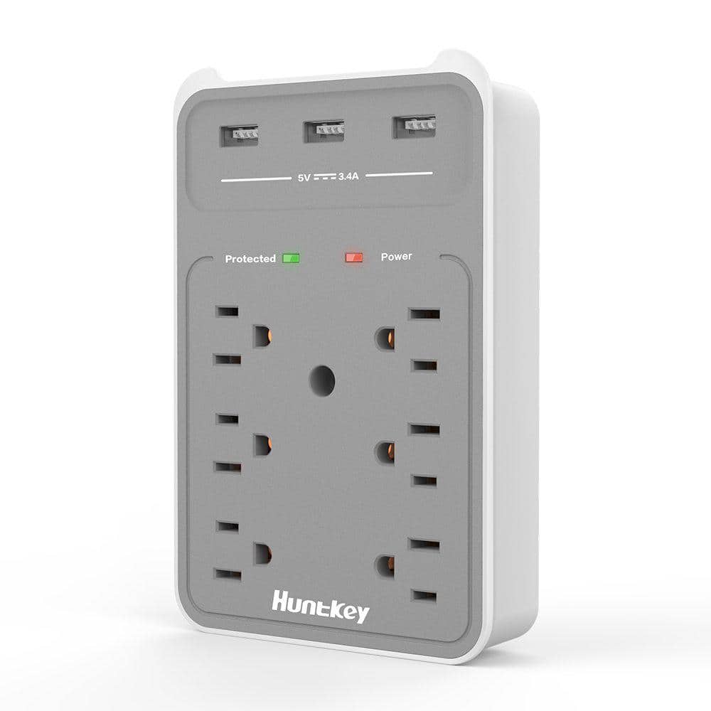 Huntkey 3.4 Amp 6 AC Outlets Surge Protector with 3 USB Charging Ports ...