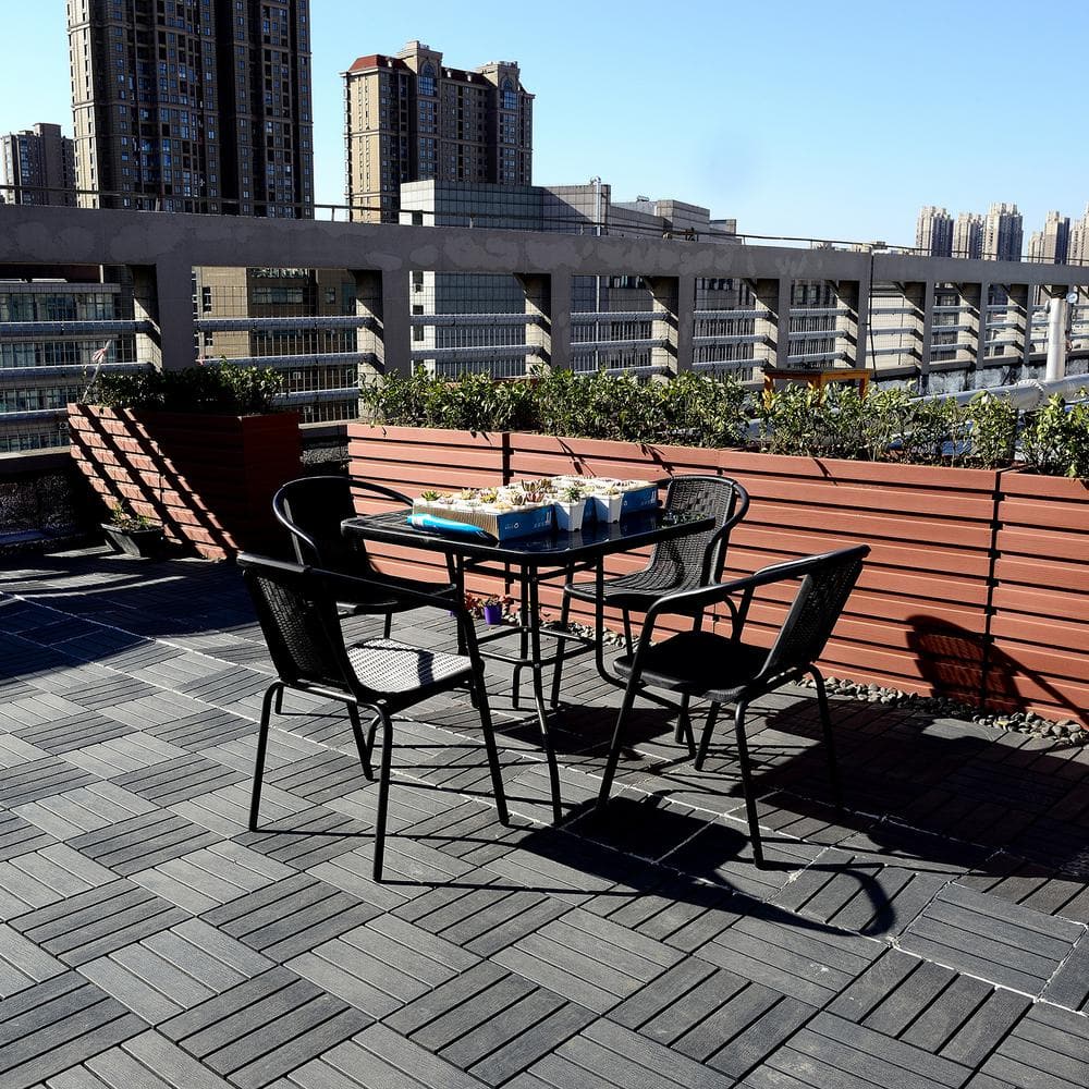 AUTMOON 12 x 12 in. Plastic Interlocking Flooring Tiles Indoor and ...