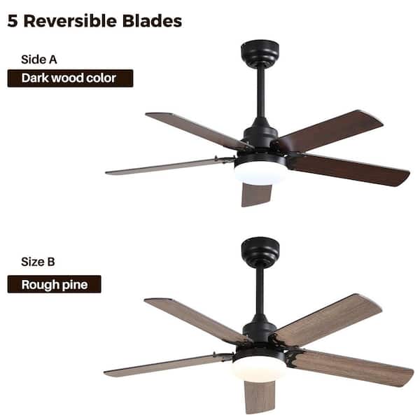 GMGSROM 42 in. Indoor Black and Dack Brown Ceiling Fan with LED Light ...