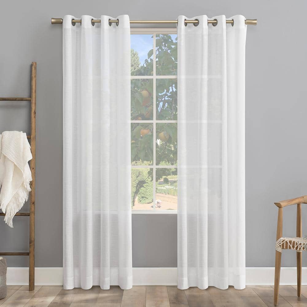 Sun Zero Akari White Linen Blend 52 in. W x 95 in. L Grommet Light ...