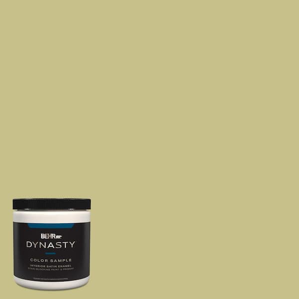 BEHR DYNASTY 8 oz. #PPU9-11 Wheat Grass Satin Enamel Stain-Blocking ...