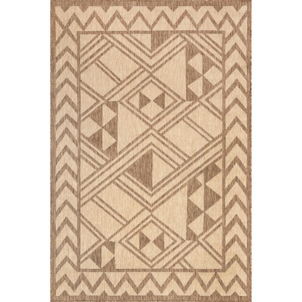 nuLOOM Mazie Beige 10 ft. x 12 ft. Geometric Indoor/Outdoor Area Rug ...