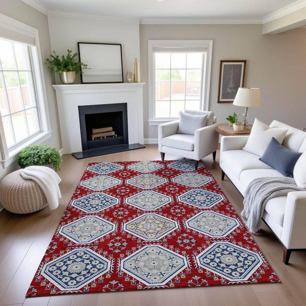 Addison Rugs Mayfield Premium Machine Washable Abstract AMF1442 Red 9 ...