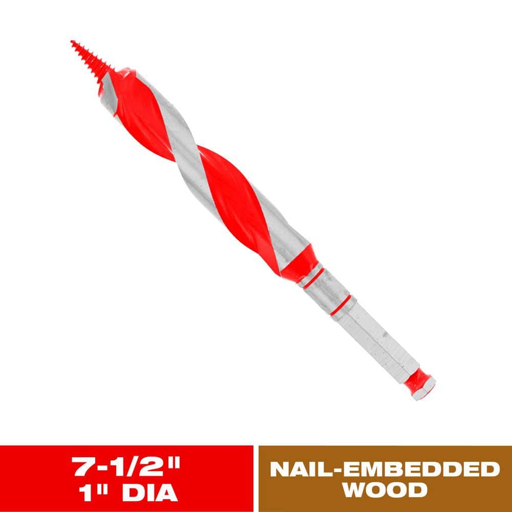 DIABLO 1 in. x 7-1/2 in. Carbide Auger Drill Bit for Wood and Nail ...