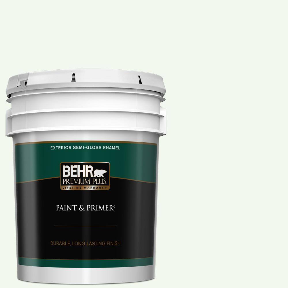 BEHR PREMIUM PLUS 5 gal. #GR-W05 Unwind Semi-Gloss Enamel Exterior ...