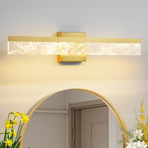 KAISITE 24 in. 1-light Gold LED Vanity Light Bar, Dimmable Bathroom ...