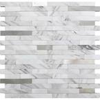 Apollo Tile Stack White and Silver 11.6 x 11.5 Peel and Stick ...