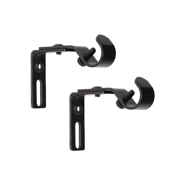 Kenney Adjustable Black Steel Single 3-3.5 in. Projection Curtain Rod ...