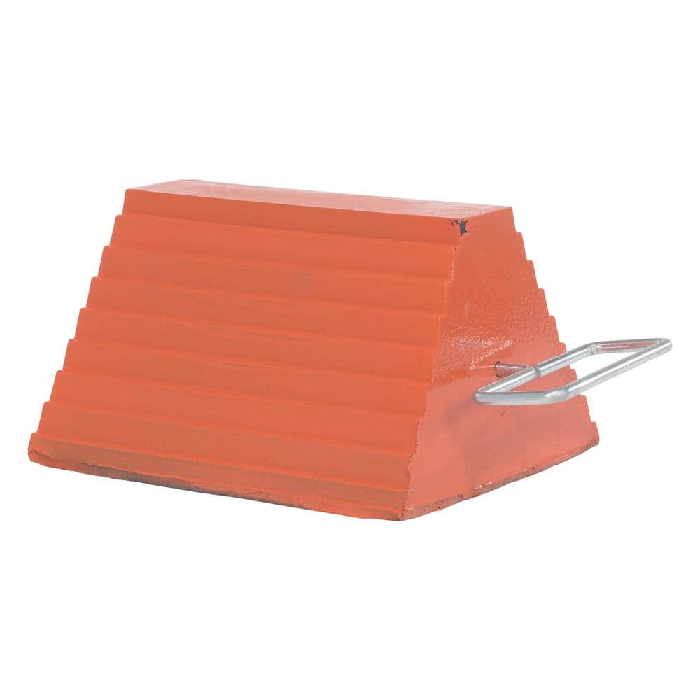 Vestil Orange Rubber Wheel Chock with Handle ORWC-8-HDL - The Home Depot