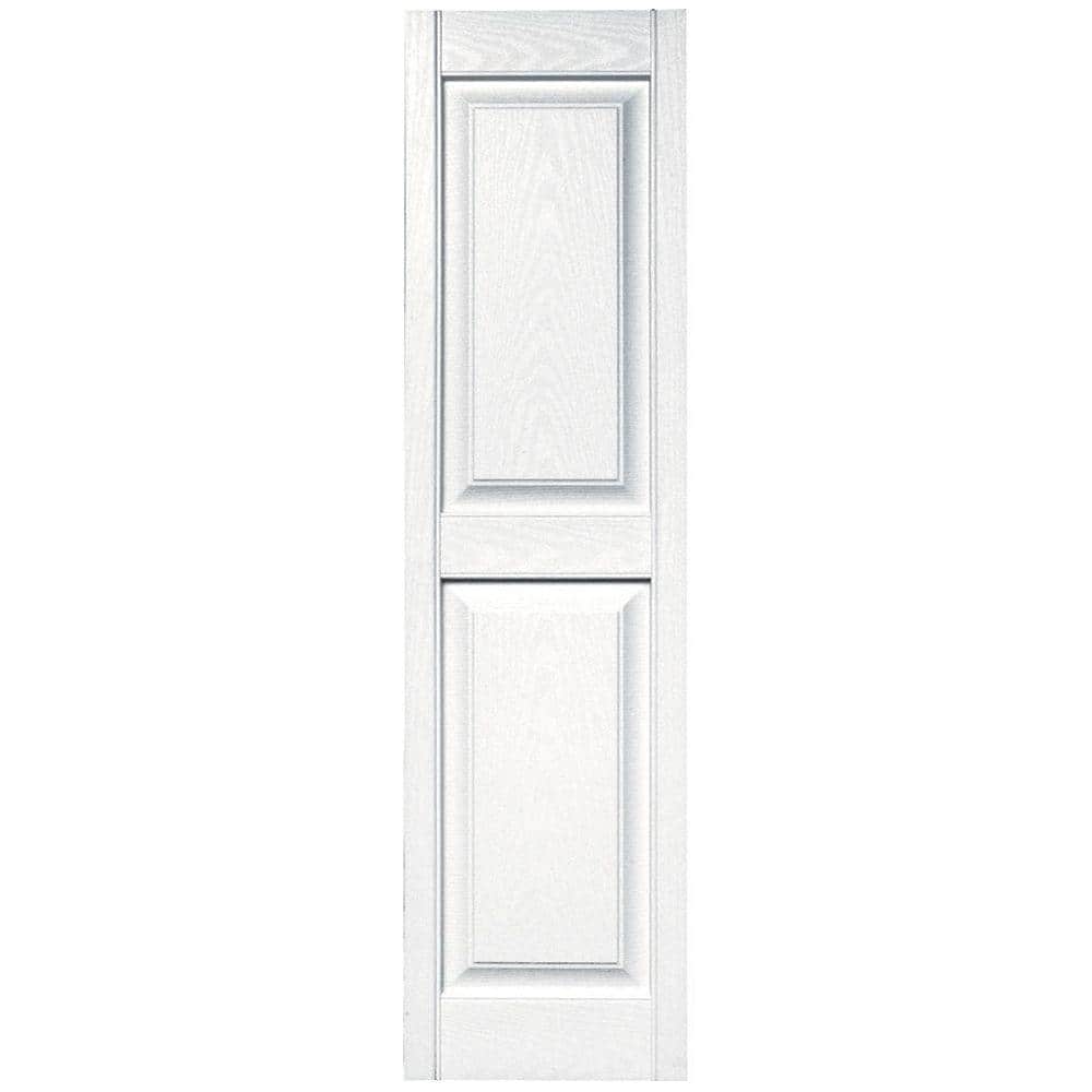Builders Edge 15 in. x 55 in. Raised Panel Vinyl Exterior Shutters Pair ...
