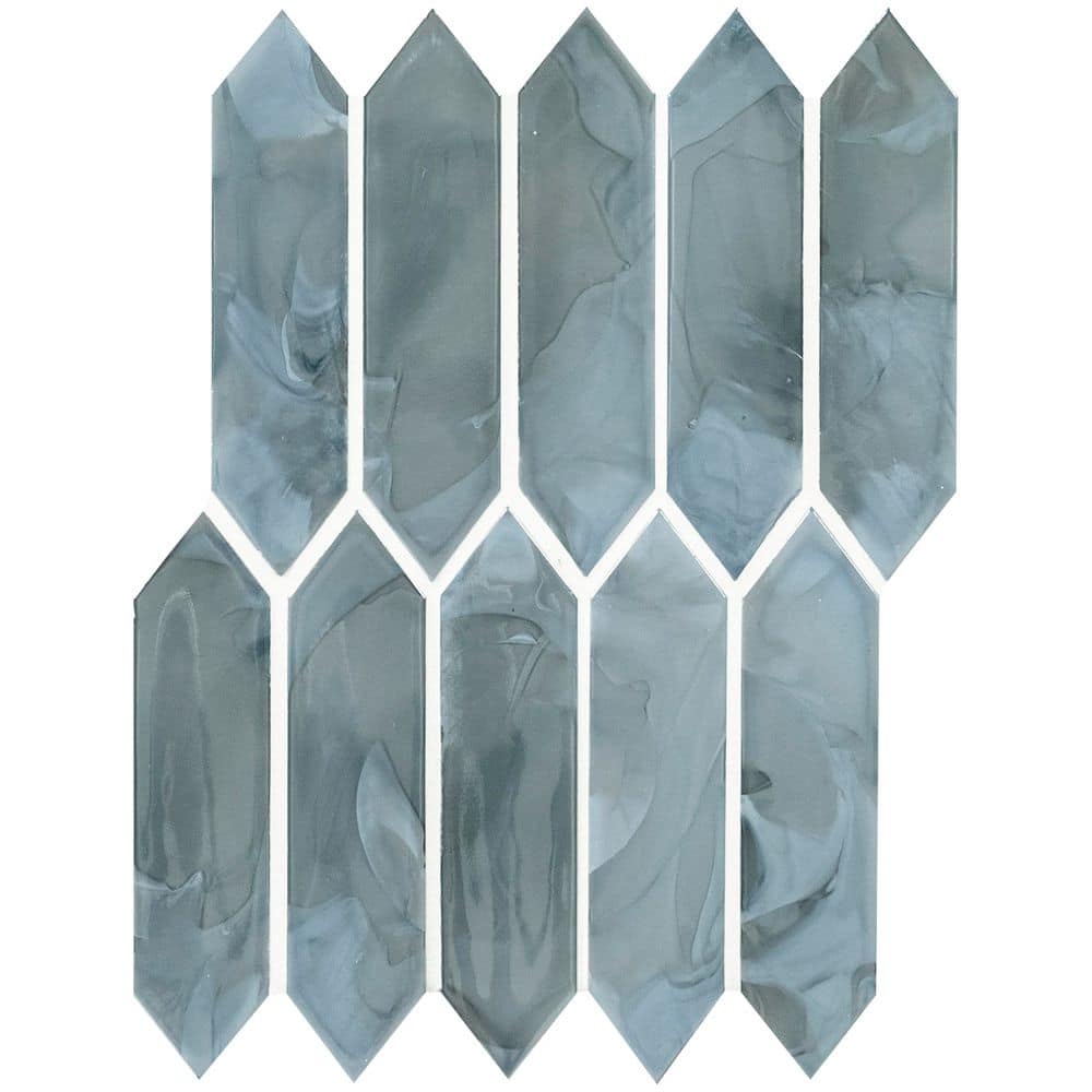 MSI Take Home Sample - Blue Shimmer Picket 4 in. x 4 in. Glossy Glass Wall Tile BLUSHI6MC-SAM ...