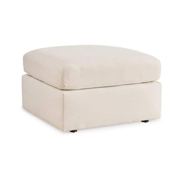 Benjara Meso Oyster Ivory and Black Fabric Square Accent Oversized ...
