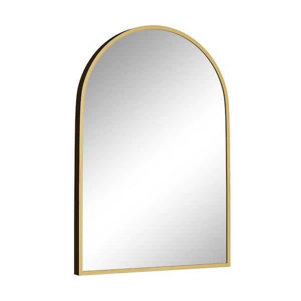 Set of 2 Gold Arch 26 in. W x 38 in. H Aluminum Slim Frame Bathroom ...