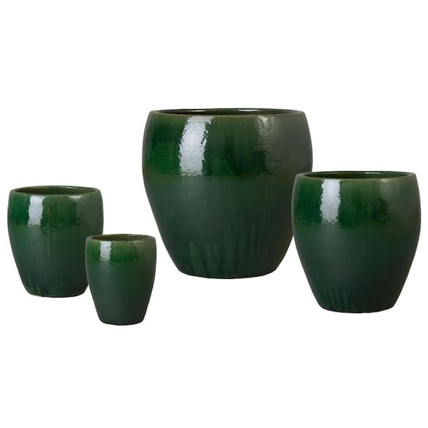 Emissary Ossal 13in., 16in., 19in., 23.5in. H Green Ceramic Round ...
