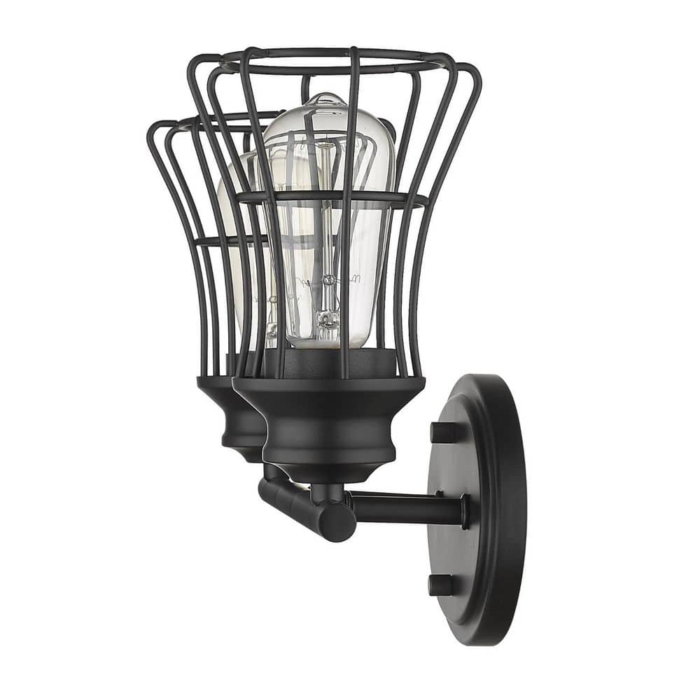 HomeRoots 9.25 in. Black Indoor Hardwired Sconce with No Bulbs Included ...
