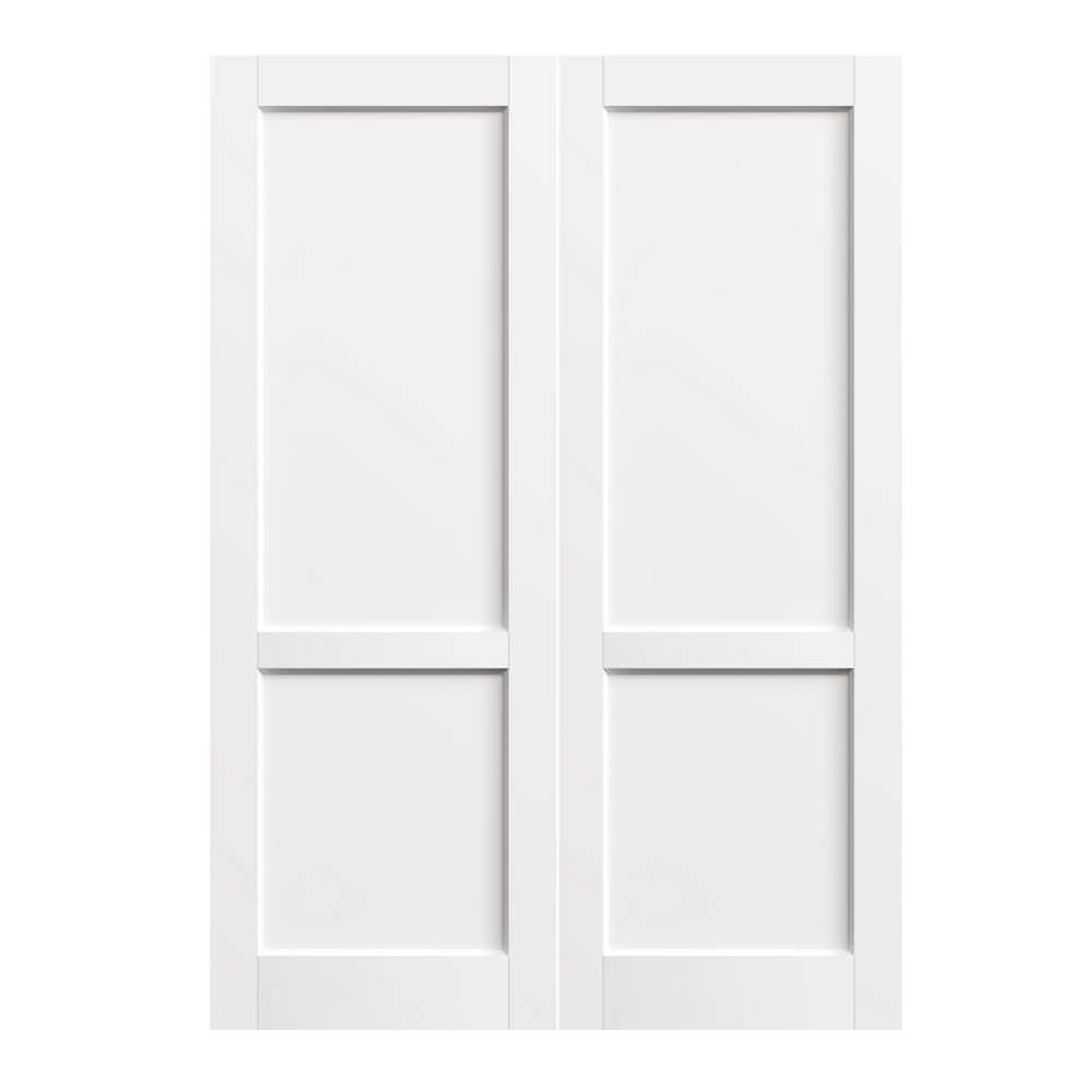 TENONER 56 in. x 80 in. 2-Panel, White Primed, Solid Wood & MDF ...